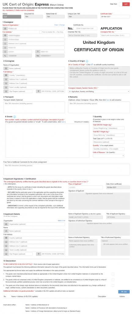 How To Create a UK Certificate of Origin Using EdgeCTP
